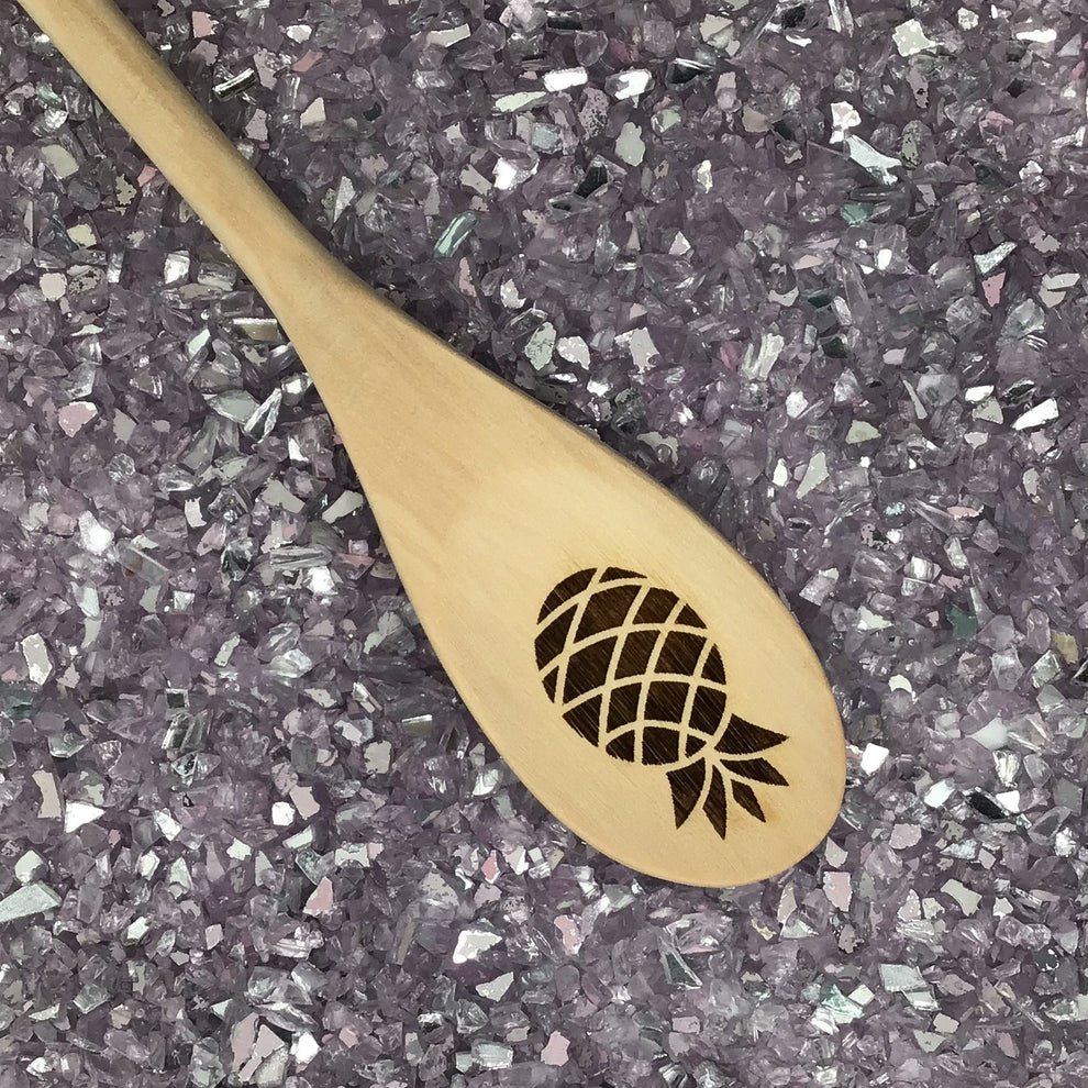 Upside Down Pineapple Engraved Wood Spoon, 12 inch length – Bound Kitten